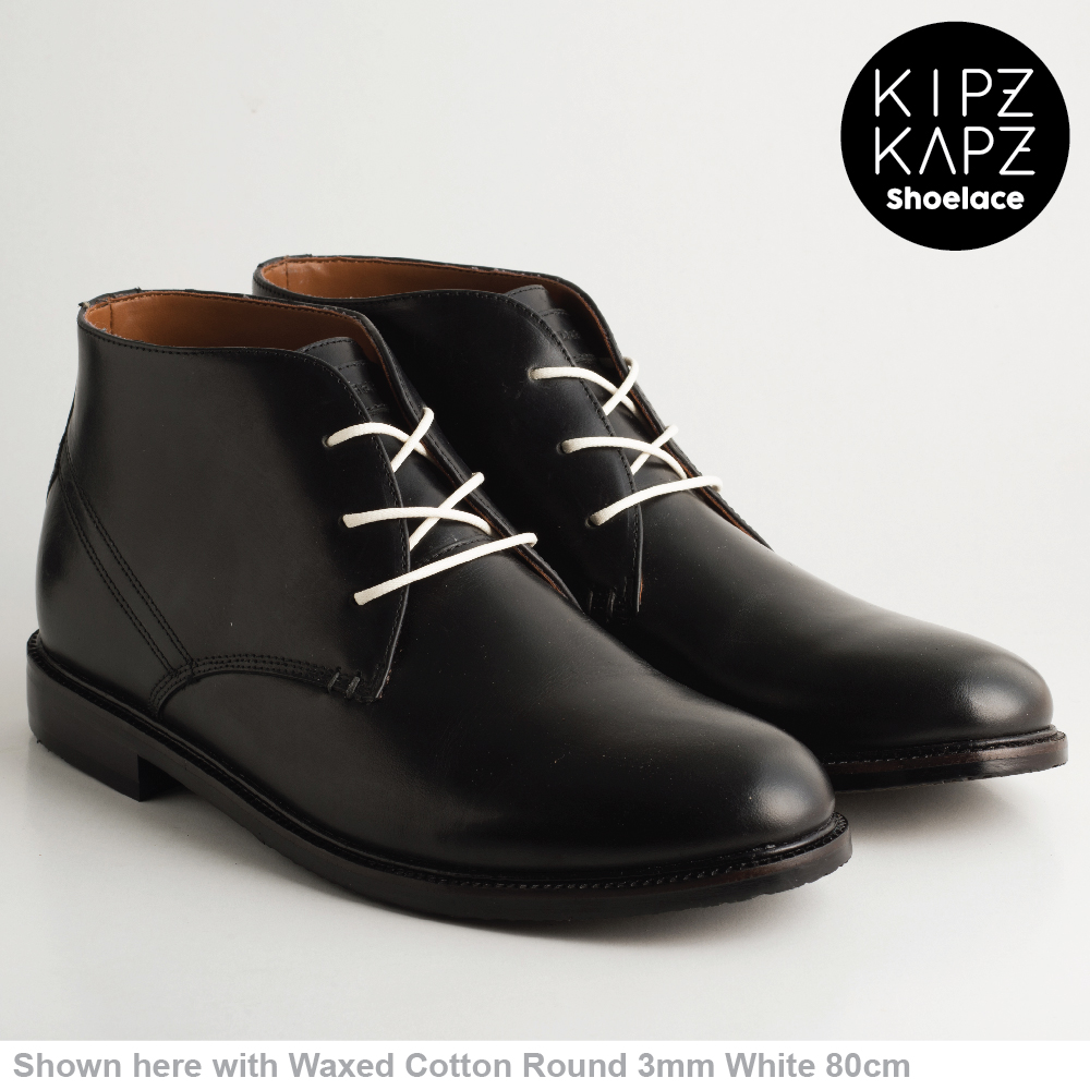 W3 – Waxed Cotton Round 3mm – White - KipzKapz Shoelace