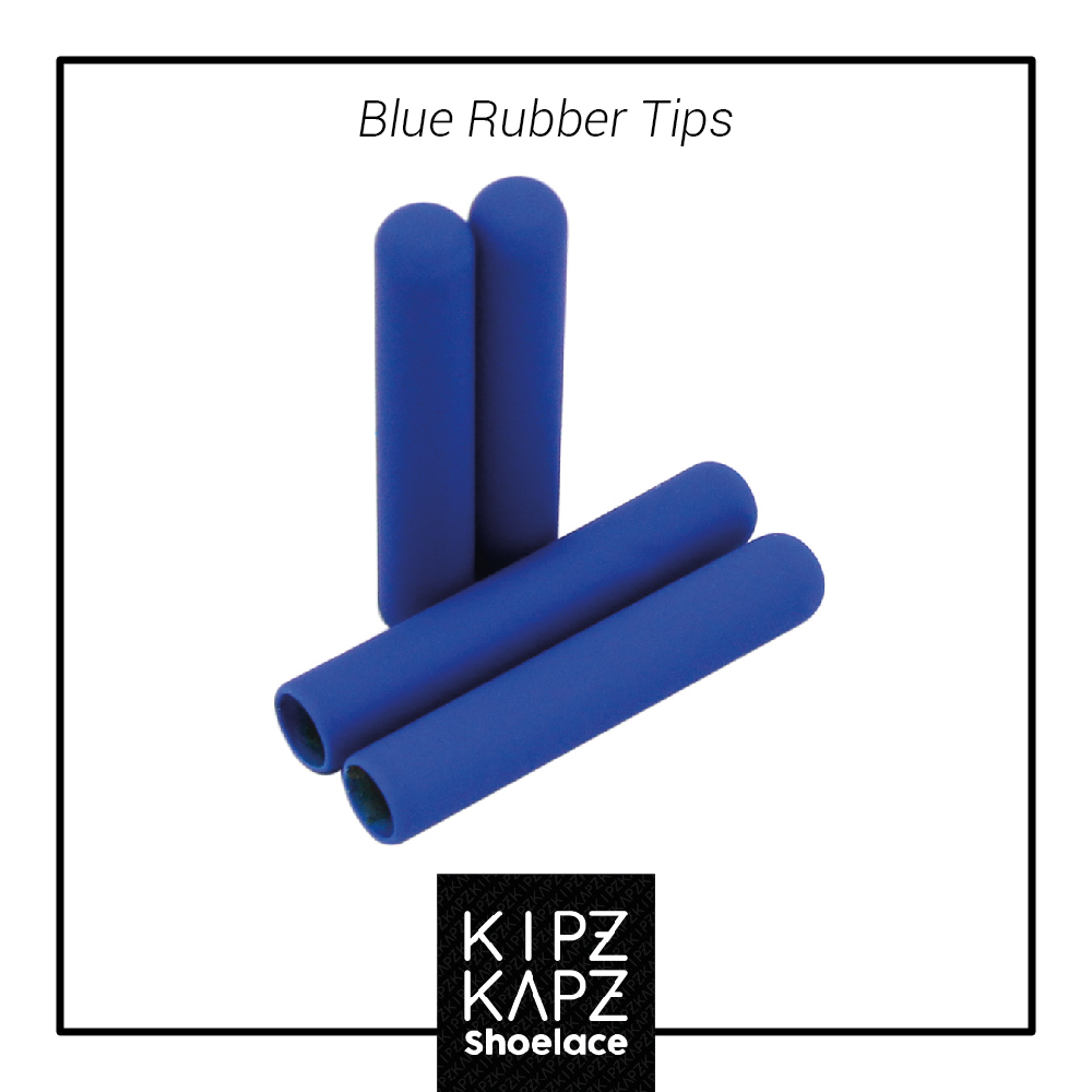TPR4 – Blue Rubber Aglets / Tips - KipzKapz Shoelace