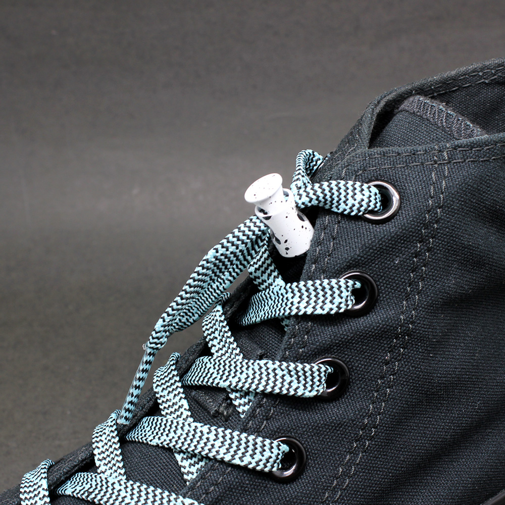 LKM5 – White With Black Splatter Metal Shoelace Locks / Stoppers ...