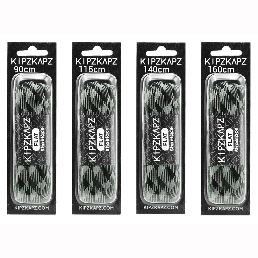 FS92B – Flat 8mm – Grey Black Diamond Stripe - KipzKapz Shoelace
